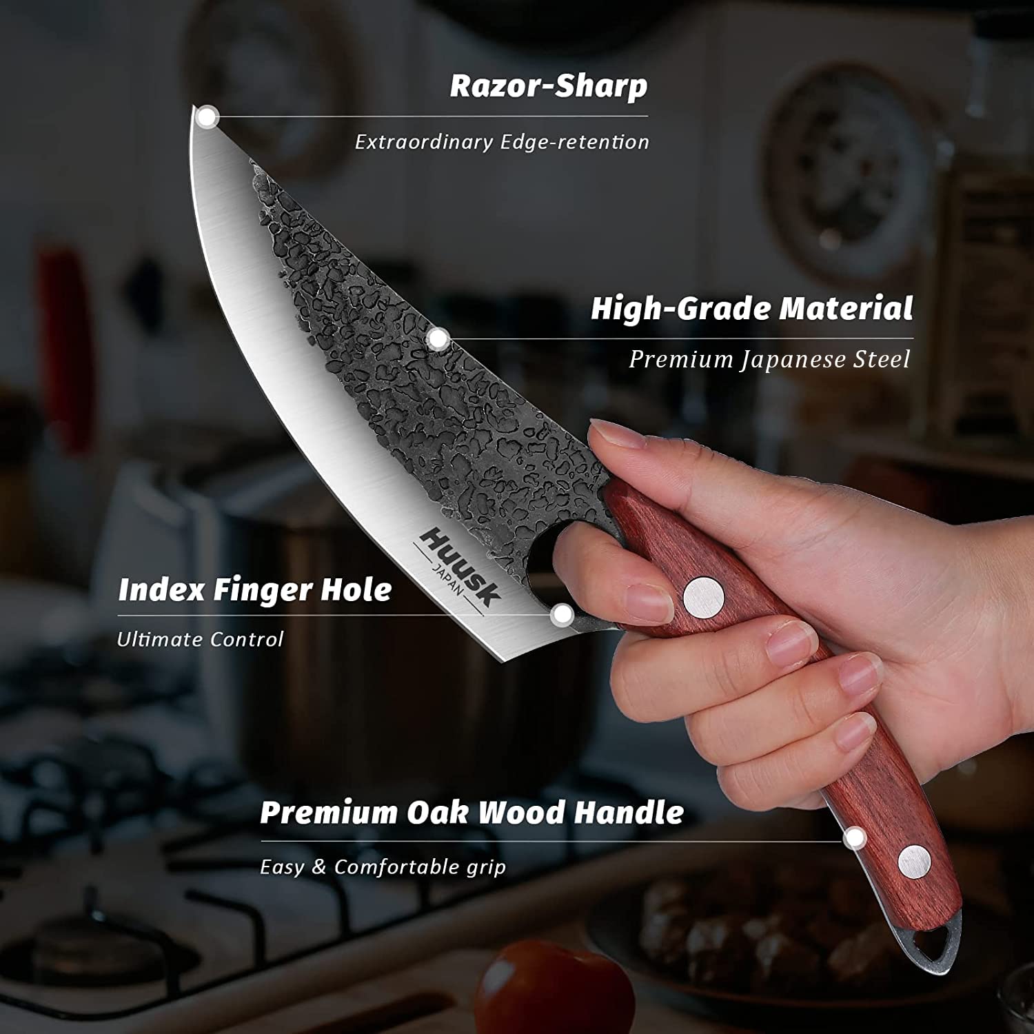 Huusk Viking Knives Hand Forged Boning Knife Bundle with Boning Knife for Meat Cutting
