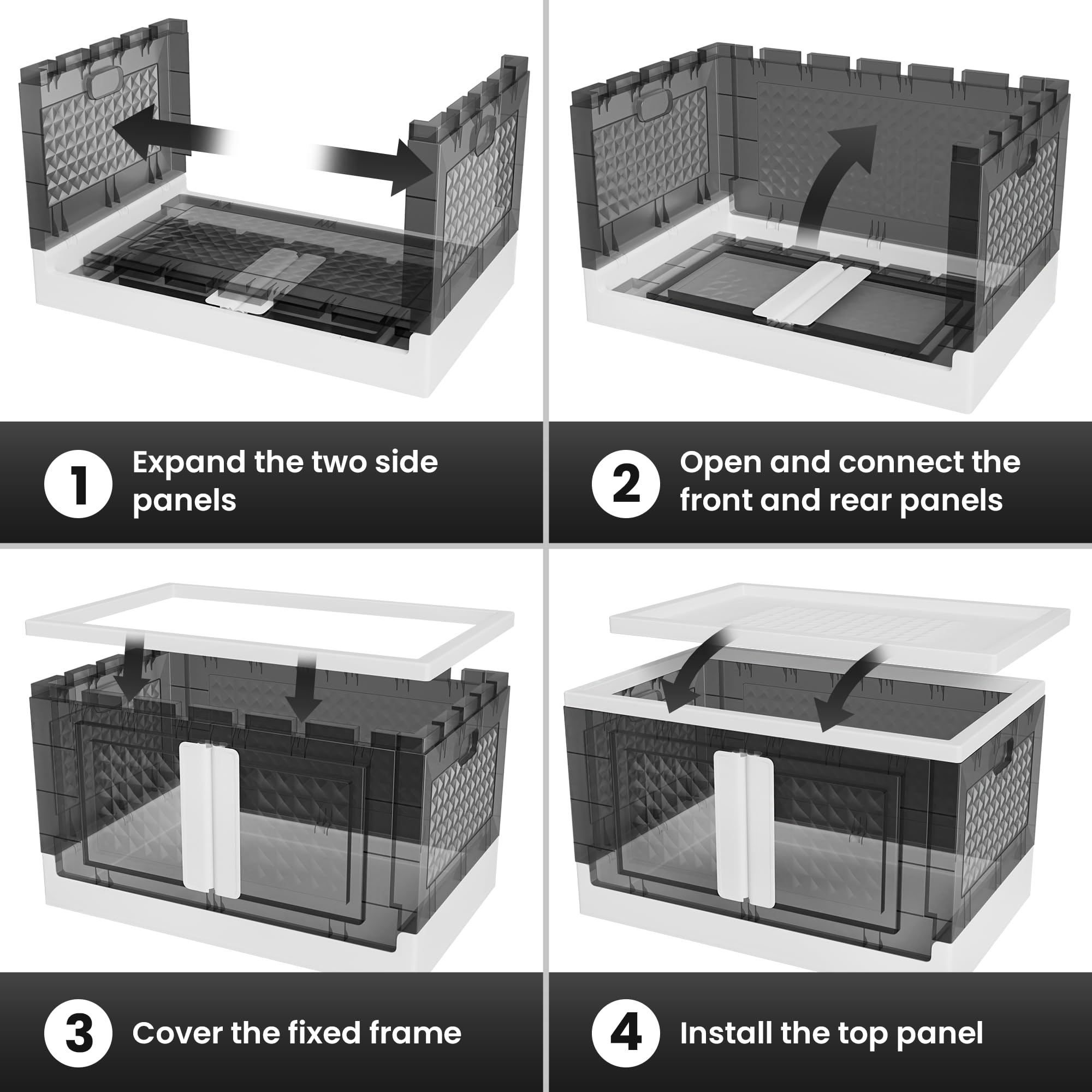 livluxe Closet Organizers and Storage, 8.4 Gal Storage Bins with Lids, 3 Pack, Collapsible, Stackable Storage Bins with Door, Wheels & Side Handles, Multiuse for Bedroom Office Trunk & More