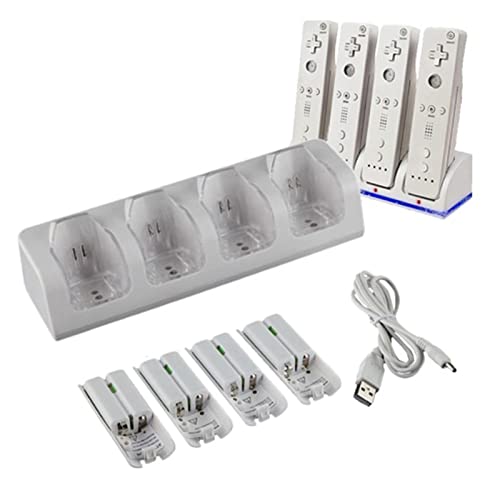 Kavolet Wii Charging Station, 4 Rechargeable 2800mAh Batteries and Wii Cell Charging Dock Stand, for Wii Remote N-Switch Accessory