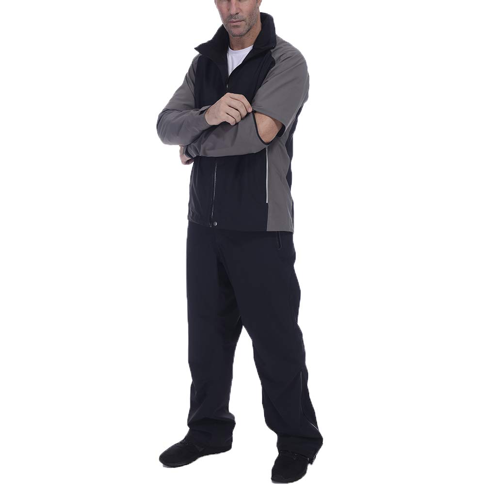 Fit Spaace Waterproof Golf Rain Suits for Men Performance Rain Jackets and Pants for All Sports (Gray Full-zip, Medium)