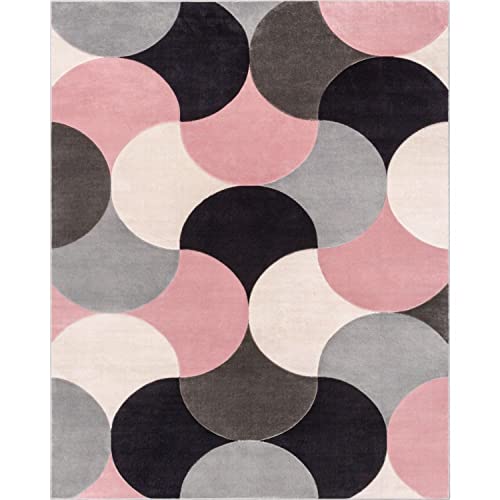 Well Woven Good Vibes Helena Blush Pink Modern Geometric Shapes 7 ft 10 in x 10 ft 6 in Texture Area Rug