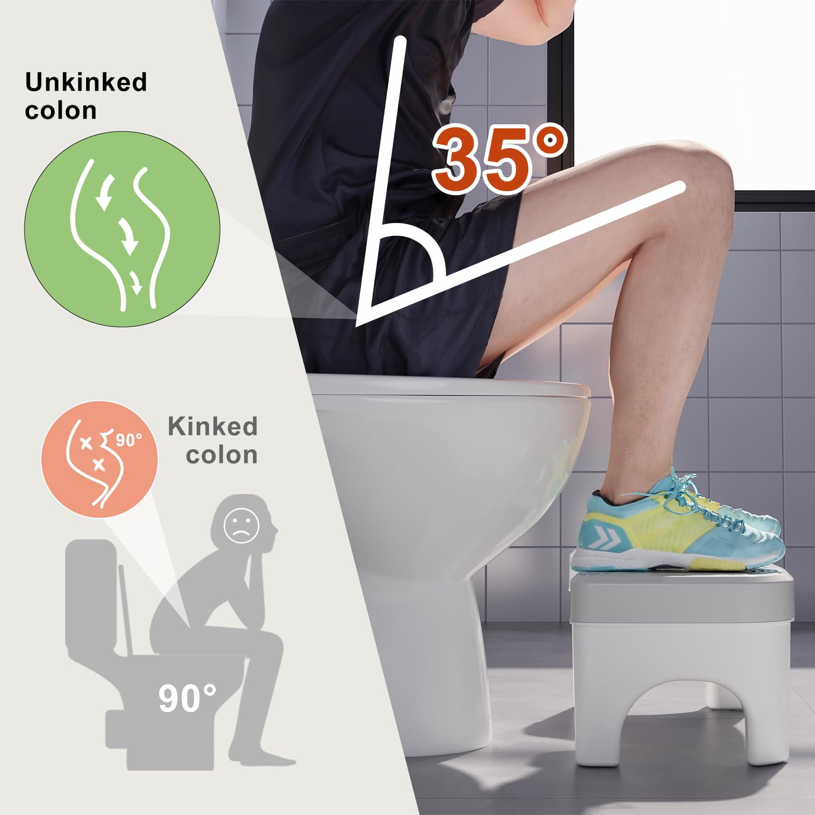 Squatting Toilet Stool for Adults, 7 Inch Poop Stool Adult, Toilet Stool Squat Adult, Non-Slip Potty Stool for Pooping, Pooping Stool for Bathroom, Portable Toilet Step Stool, Foot Rest Stool