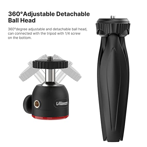 GZQDX Tabletop Mini Camera Tripod for Phone Stand 1/4 Inch Screw 1.5kg Load Capacity for DSLR Action Camera Live Streaming (Color : Black)