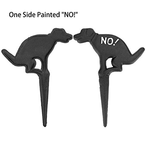 JUXYES Pack of 2 Cast Iron No Pooping Yard Sign Stake, No Dog Allowed Poop Spike Garden Hose Guides Decorative Stake for Garden Lawn Yard