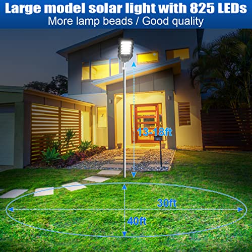 Juyace 500W Solar Street Light 825 LEDs Solar Powered Dusk to Dawn Outdoor Lights with Motion Sensor IP65 Waterproof 6500K with Remote Control for Parking Lot or Yard Garage Garden