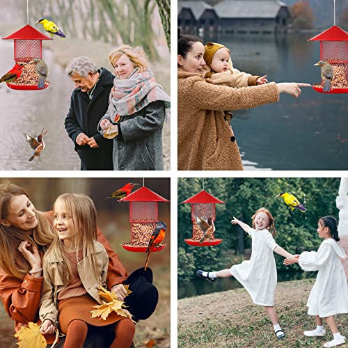 Metal Bird Feeders Cardinal Bird Feeder Retractable Birdfeeders Outside Hanging Garden Yard Outside Decoration 7 LB