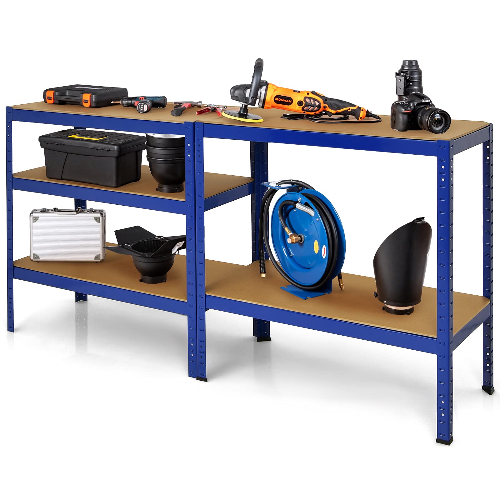 Tangkula 72" Storage Shelves, Heavy Duty Steel Frame 5-Tier Garage Shelf, Metal Multi-Use Storage Shelving Unit for Home/Office/Dormitory/Garage (1, Navy Blue)