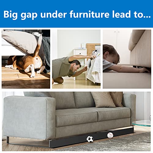 YPSLZY Toy Blockers for Furniture, Prevent Things from Going Under Sofa Couch Bed and Other Furniture - Hard Surface Floors Only,Easy to Install & Remove(Black