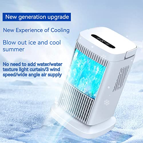 Portable Air Conditioner,Semiconductor Mini Air Conditioner 85W,With Water Stripe Aurora Night Light Personal Air Conditioner,Small AC Fan 4-Speed Silent for Desk,Home,Bedroom,Room,Office,Travel-White