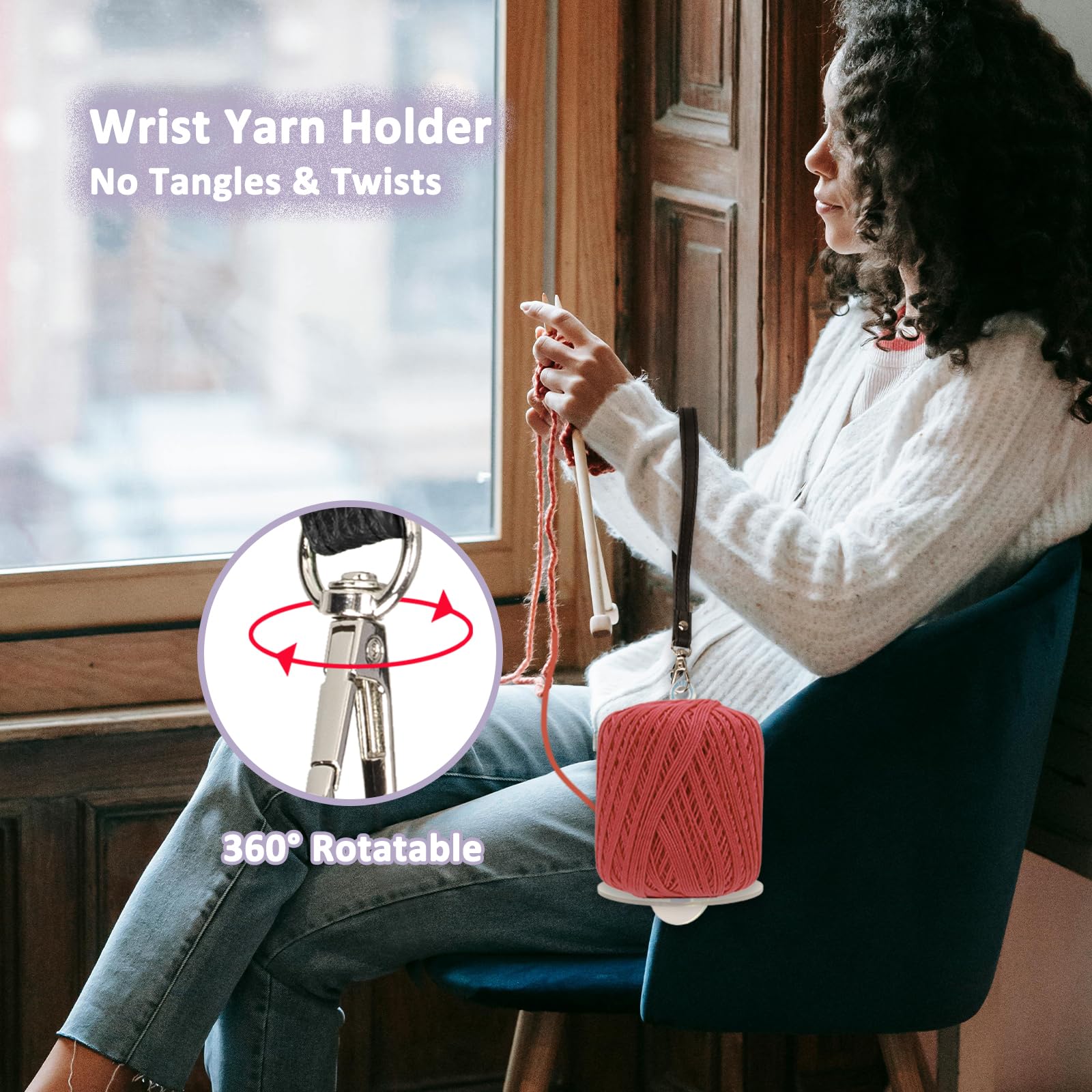 MiiMoo Wrist Yarn Holder - Portable Yarn Holder with Wrist Strap, Yarn Organizer for Knitting & Crocheting, Ideal Gift for Craft Lovers (Iridescent)
