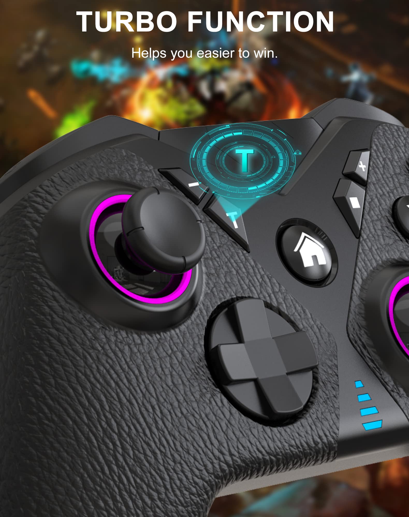 Joso Mobile Controller for iPhone, Android, Nintendo Switch, PC, Controller Joystick Gamepad for iPhone 14 13 12, COD Mobile, with LED Linght/Programmable Button/Turbo/6-Axis Gyro/Dual Motor