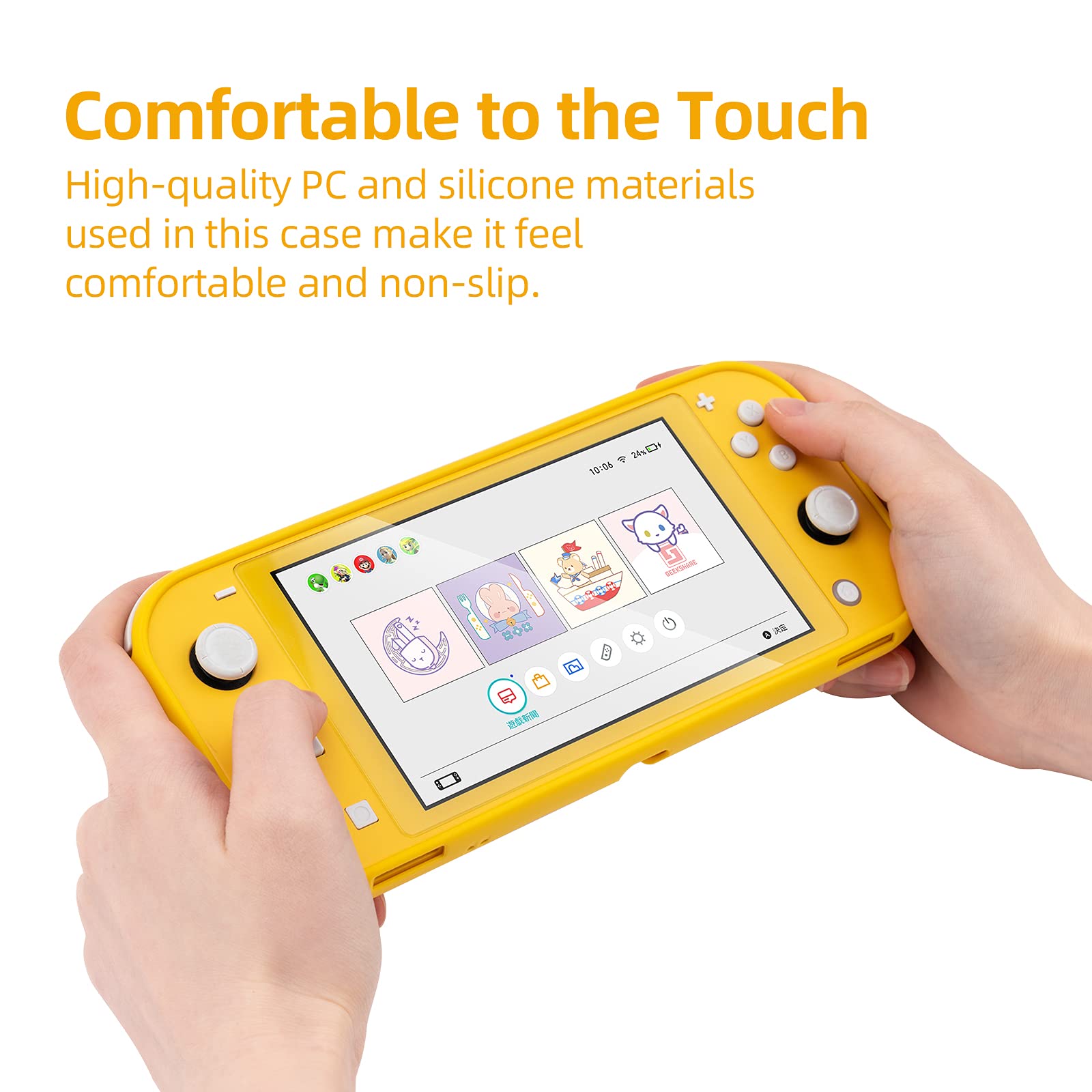 GeekShare Protective Case Compatible with Nintendo Switch Lite, Anti-Collision Non-Slip Shockproof Transparent Protective Cover Shell for Switch Lite- Cat Hymn