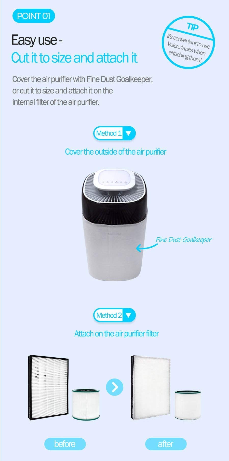 FilterTech Fine Dust Goalkeeper - DIY Filter Saver for Samsung Air Purifier AX90N7580WBD/AX90R7580WDD/AX20H5000N/AX90R7580WFD/CFX-2TCC/CFX-2TCD/CFX-A100D : Additional Protection, Filter Life Extension