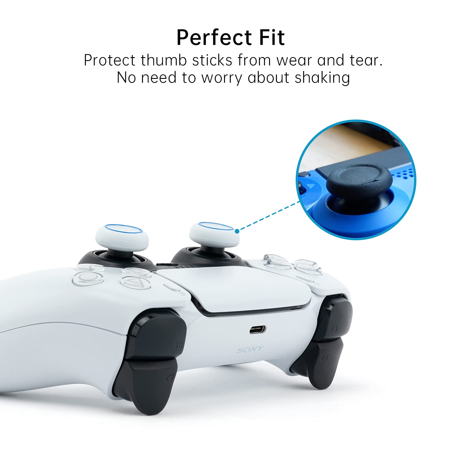 GeekShare Soft Silicone Playstation 4 Controller Thumb Grips, Thumbsticks Cover Set Compatible with Switch Pro Controller and PS4 PS5 Controller, 2 Pair / 4 Pcs