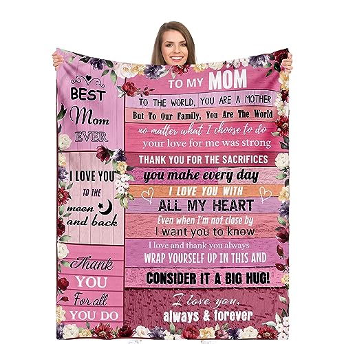 Jzufnap Gifts for Mom Blanket, Mom Blanket from Daughter, Ultra-Soft Fleece Flannel Mother Throw Blankets for Warm Birthday Present, Thanksgiving Day and Mother Day, 50" x 60"