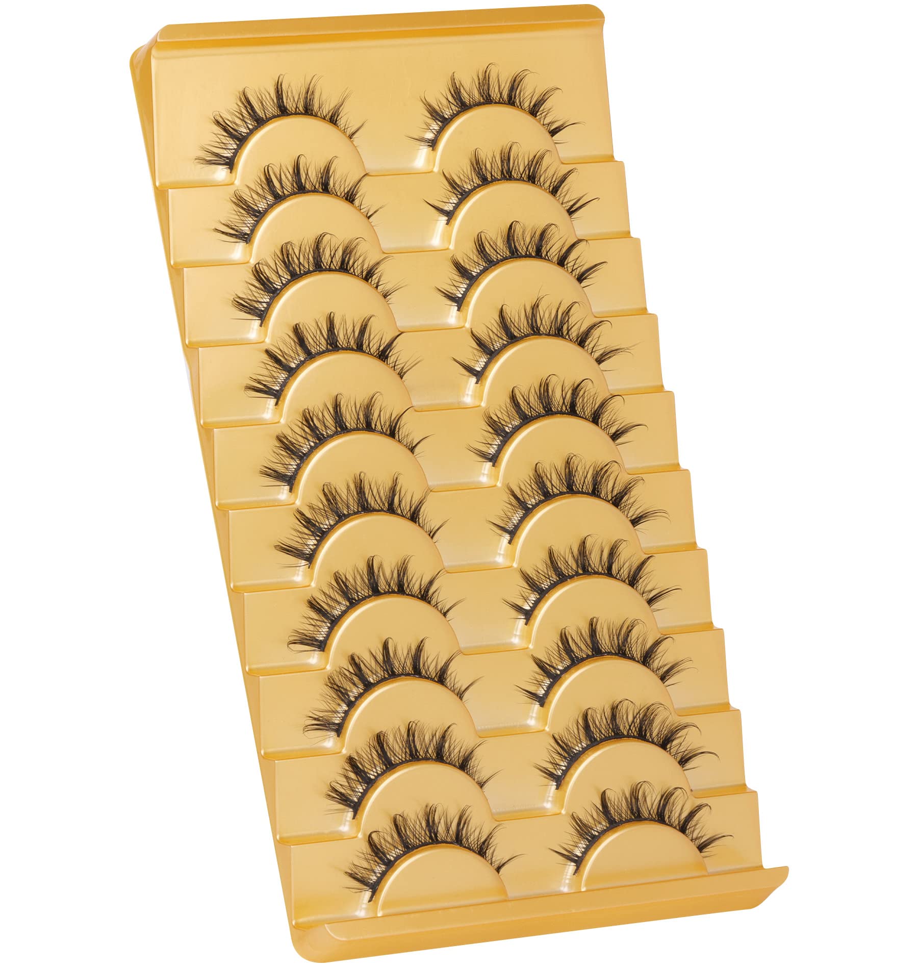 Manga Lashes Natural Look Wispy Fasle Eyelashes Anime D Curl Lashes that Look Like Extensions Spiky Natural Cosplay Russain Strip Lashes Soft Handmade Lashes Pack