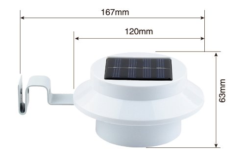 FALOVE Outdoor Solar Gutter LED Lights - White Sun Power Smart Solar Gutter Night Utility Security Light (Round Gutter Light (6pcs))