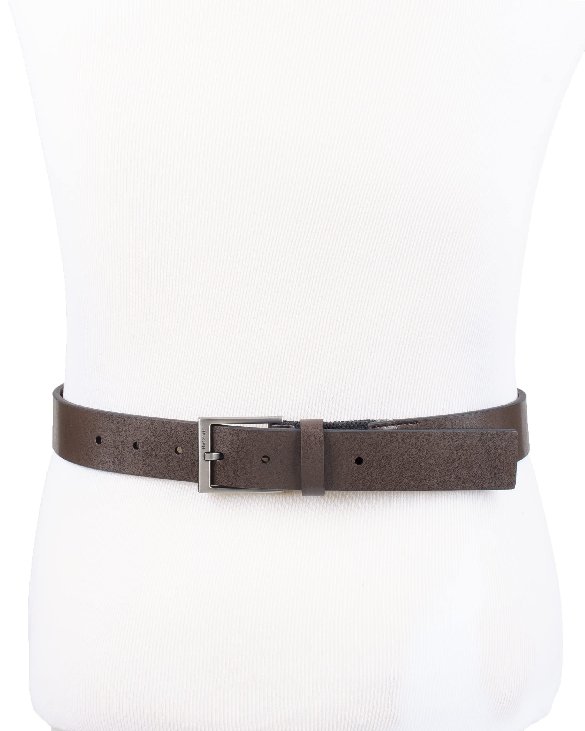 Haggar Men's Essential Belt-Dress and Casual, Brown Tab, X-Large (42-44)
