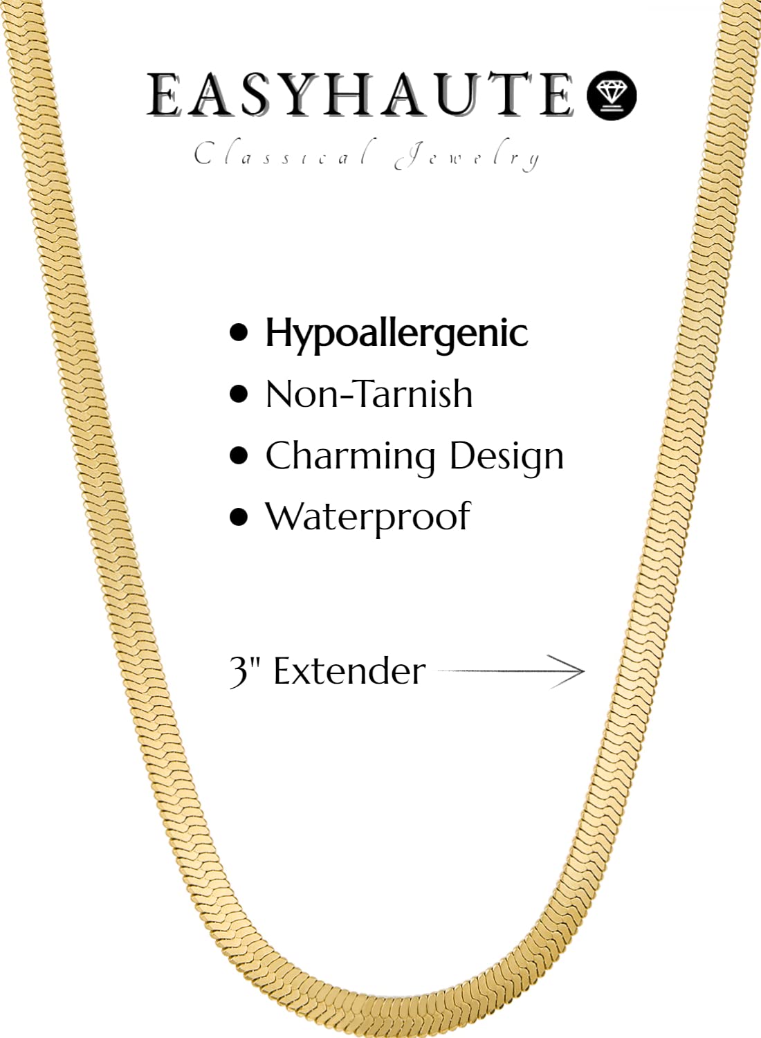 Gold Herringbone Necklace for Women14k Chain Dainty Waterproof Jewelry Gift for Women