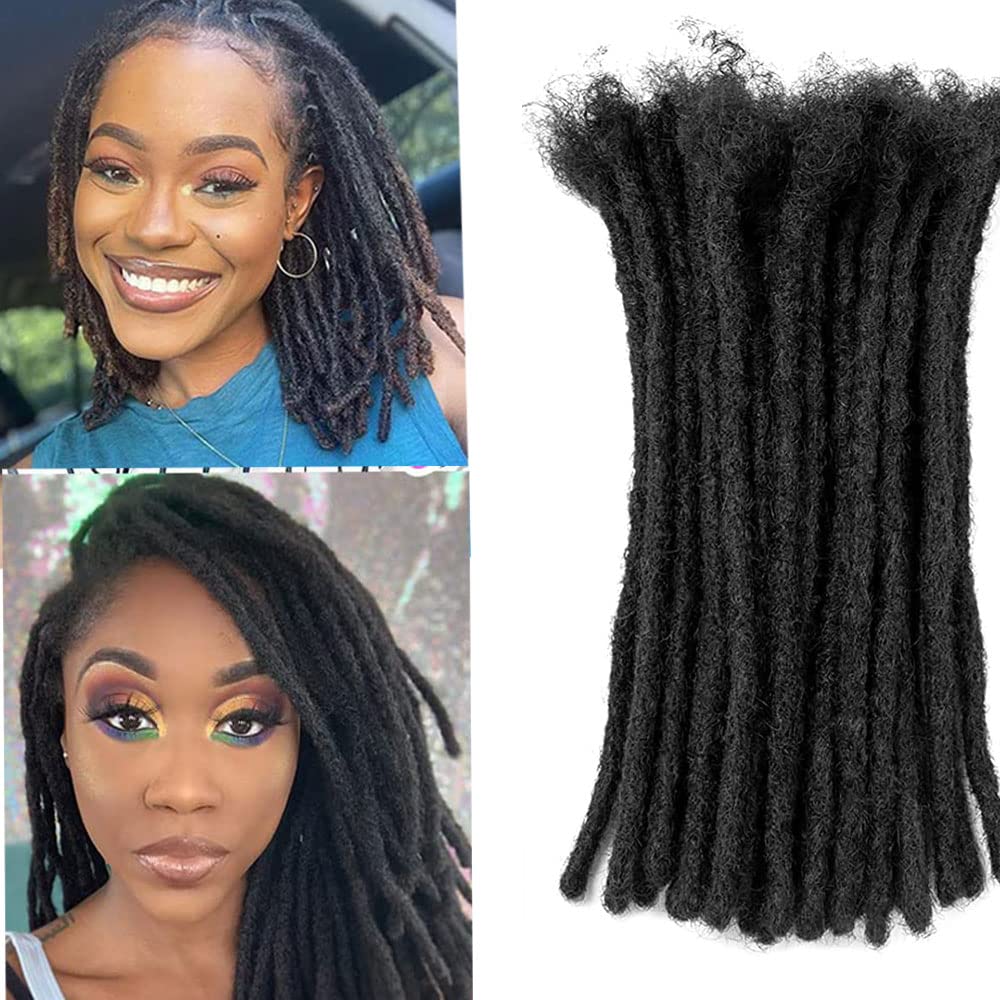 Kbeth 0.8cm Diameter Loc Extension 100% Human Hair Dreadlock Extensions for Man/Women Full Head Handmade loc Extensions Bundles Can Be Dyed Bleached Curled and Twisted 0.8cm 8 Inch 10 Strands