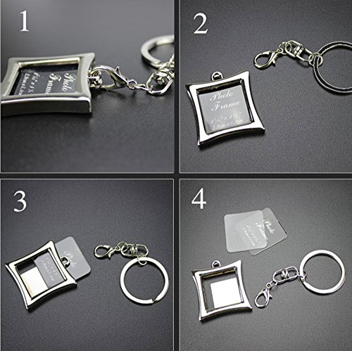 Square Photo Frame Keychain Set - 10 PCS Mini Stainless Steel Picture Frame Keychains, DIY Personalized Sterling Photo Holder, Souvenir for Friends Lovers and Family