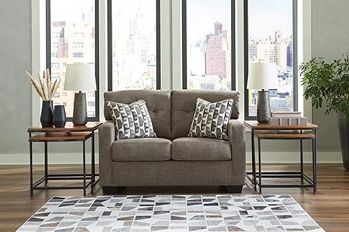 Signature Design by Ashley Mahoney Contemporary Tufted Loveseat, Dark Brown
