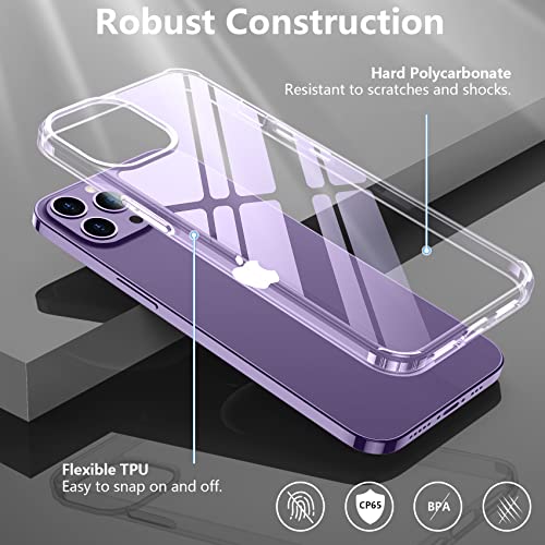 MOZOTER [2 in 1 for iPhone 14 Pro Max Case,[12 FT Shockproof] [with 1 Pcs Glass Screen Protector] [Heavy Duty] Clear Phone Case Cover 6.7-Crystal Clear