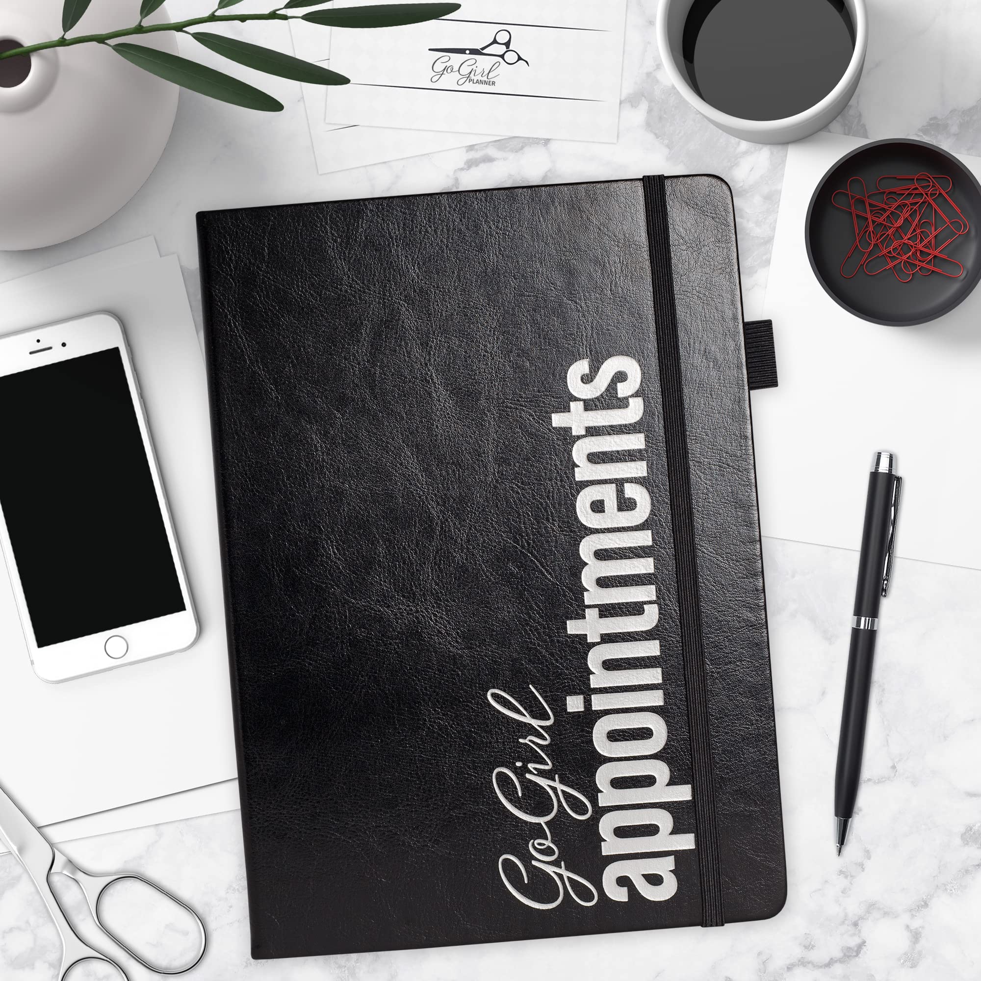 GoGirl Salon Appointment Book – Reservation Book for Beauty Salons, Spas, Hair Stylists, Estheticians – Appt Booking Planner, 7x10″ (Black)