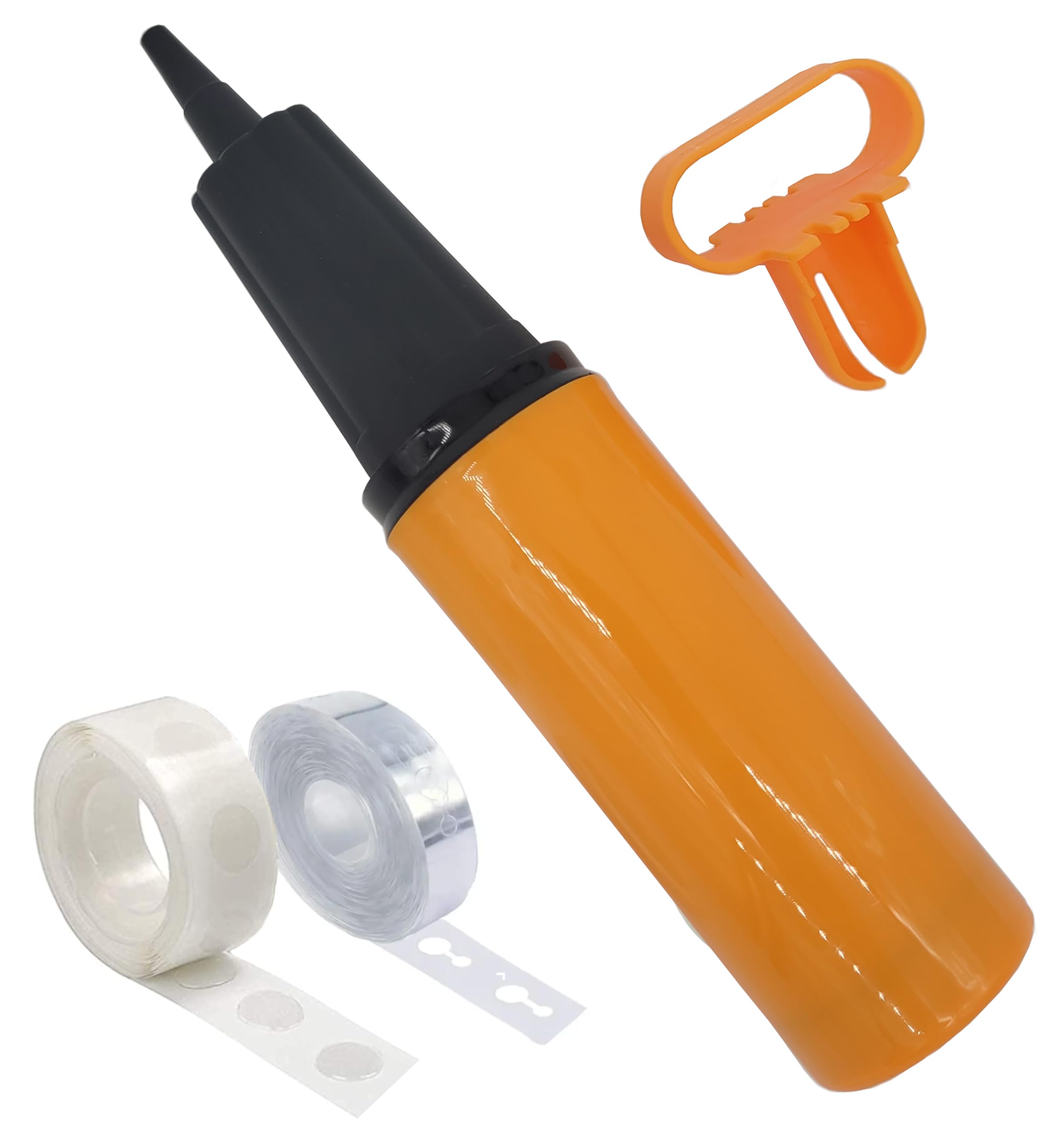 OODELZ Balloon Pump Hand Held Kit, Inflator Air Pump for Balloons - 2 Way Manual Dual Action - Plus Accessories for Kidsā Party, Birthday Party, Special Event (1 Pump Kit (Orange))