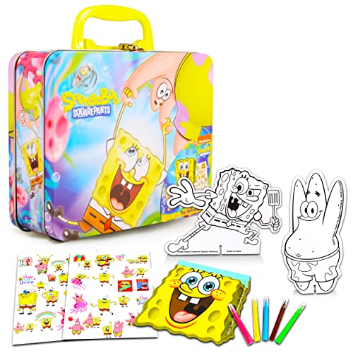 Spongebob Squarepants Backpack and Lunch Box Set for Boys Girls Kids ~ 3 Pc Bundle With Deluxe 16" Spongebob Backpack with Detachable Insulated Lunch Bag and Stickers (Spongebob School Supplies Bundle)
