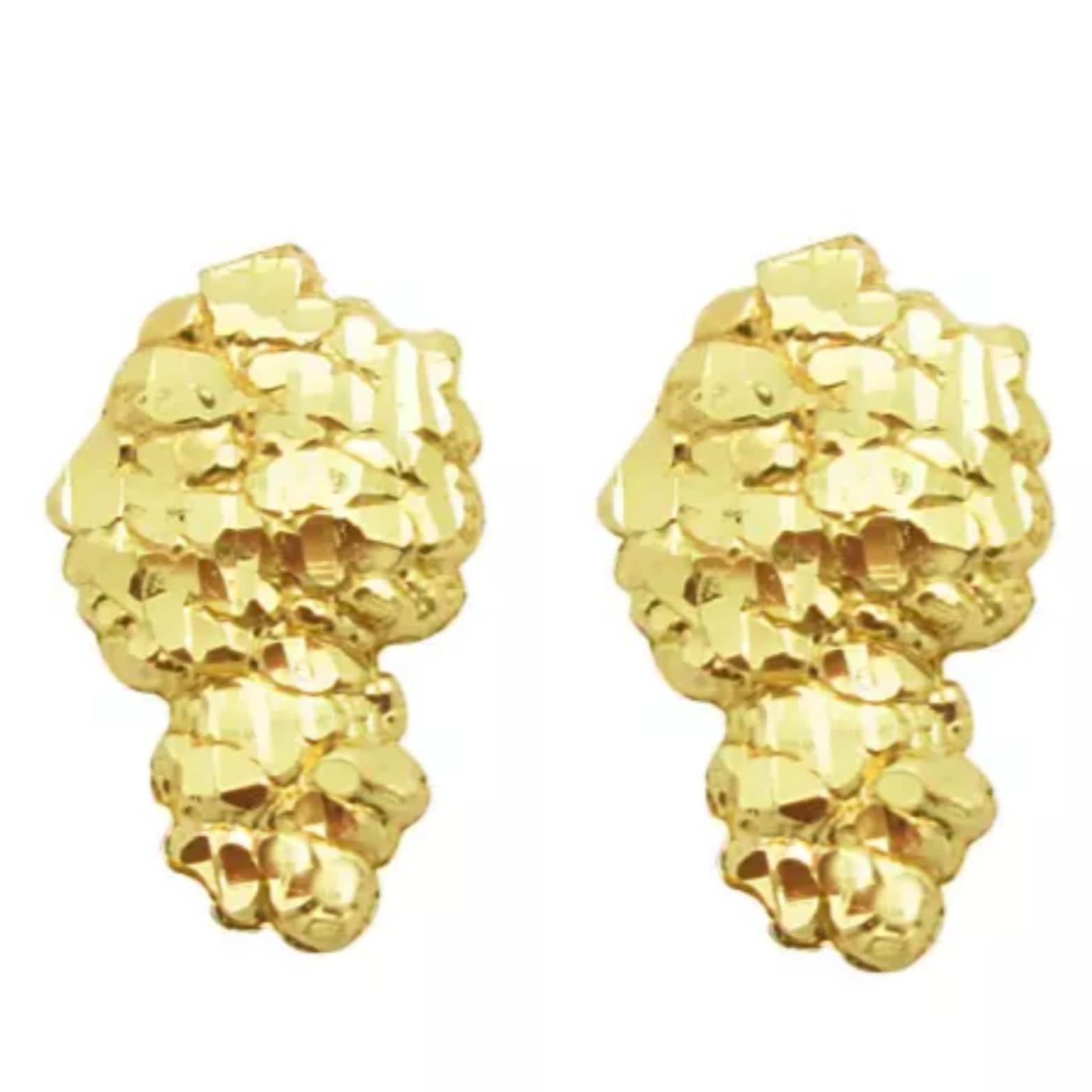 Gold Plated Nugget Stud Earrings for Men and Women