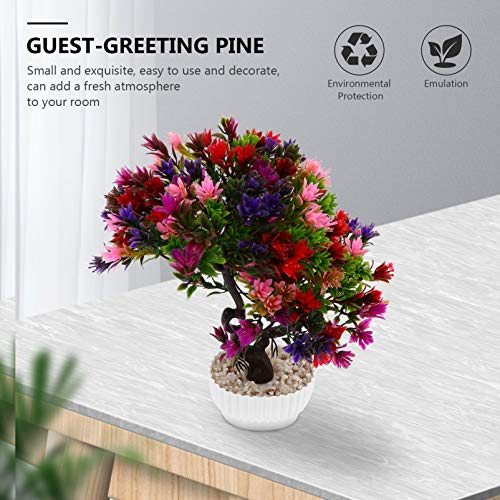 Happyyami Artificial Plants Indoor Artificial Bonsai Tree Fake Bonsai Juniper Tree Faux Potted Plant Bonsai Pine Tree Simulation Bonsai Plants for Greenery Office Home Decor Small Artificial Plants
