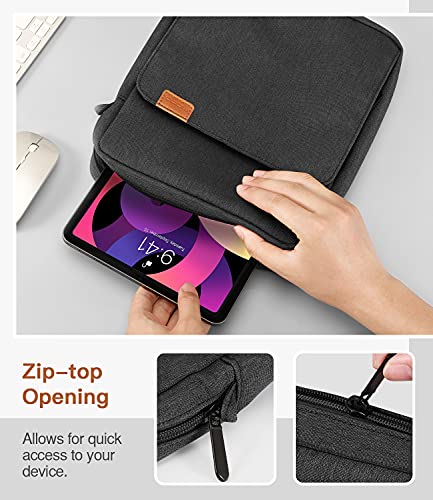MoKo 12.9 Inch Tablet Sleeve Bag, Compatible with iPad Pro 12.9 M2 2022/2021/2020, Surface Laptop Go 12.4", Galaxy Tab S8+/S9+ 12.4" 2022/2023, Handle Carrying Case with Shoulder Strap, Black & Gray