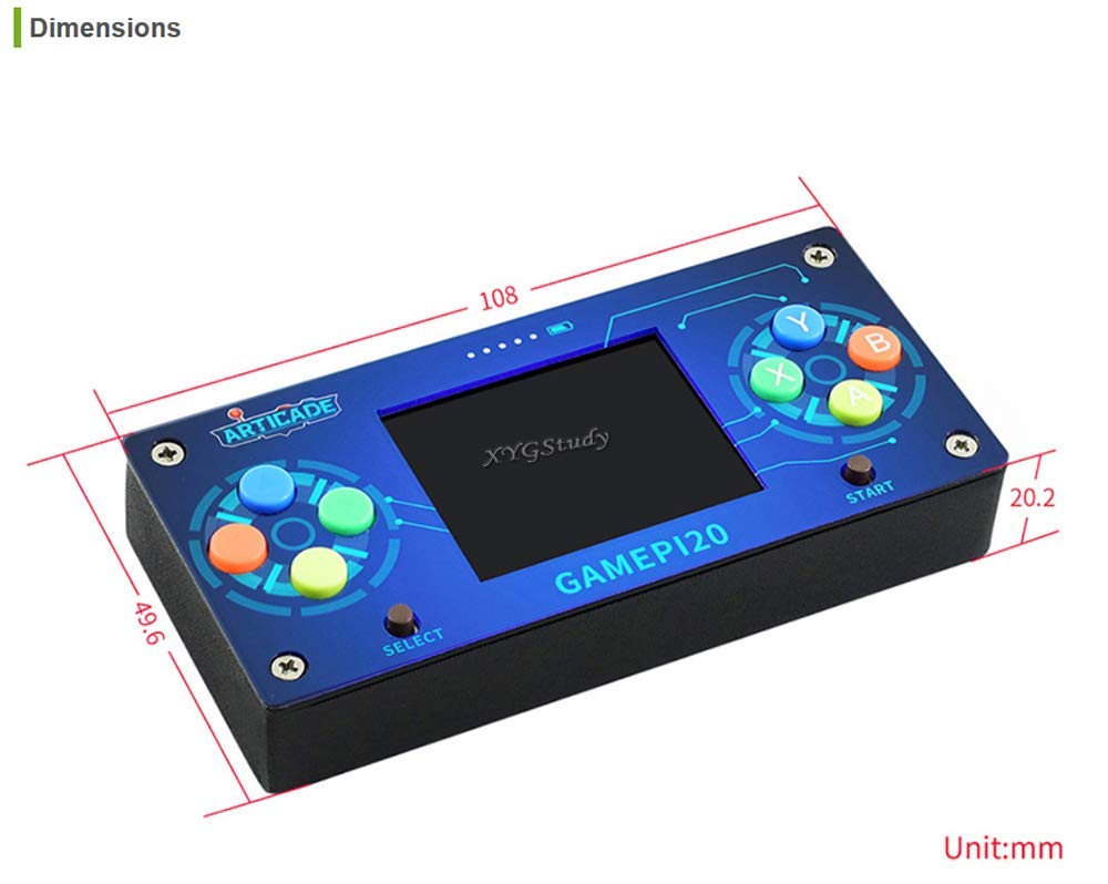 GamePi20 Accessories Add-ons Handheld Game Console Kit Raspberry Pi Classic Portable Retro Video Gaming Console 2.0 inch 320x240 IPS Screen Display Monitor for Pi Zero / Zero W / Zero WH @XYGStudy