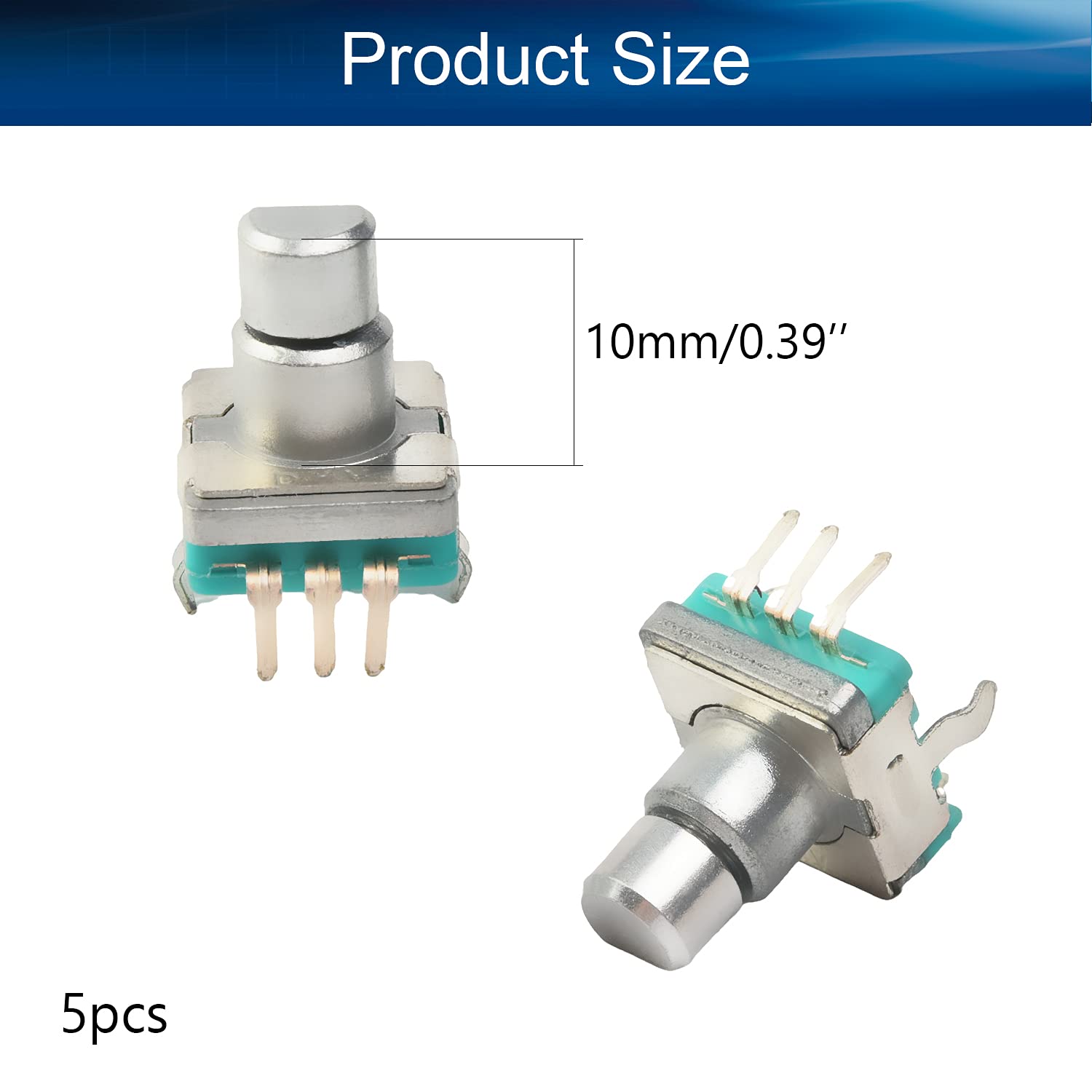Fielect 5Pcs EC11 Rotary Encoder Code Switch 10mm Shaft Digital Potentiometer 7 Pins