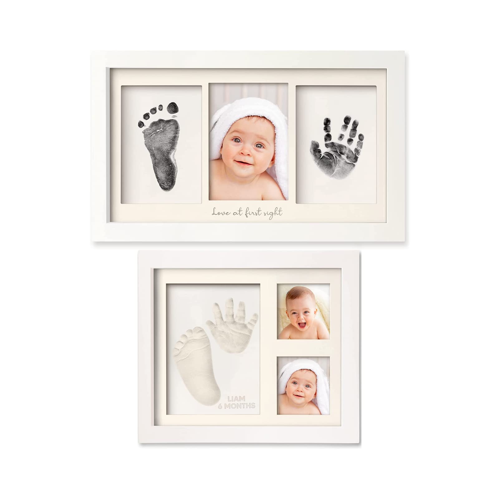 KeaBabies Inkless Baby Hand And Footprint Kit Frame and Baby Hand and Footprint Kit - Personalized Baby Picture Frame for Newborn - Baby Footprint Kit
