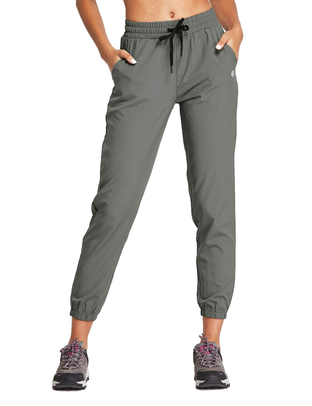 FitsT4 Women's Lightweight Hiking Pants Quick Dry Drawstring Joggers Ankle Pants with Pockets Charcoal Size M