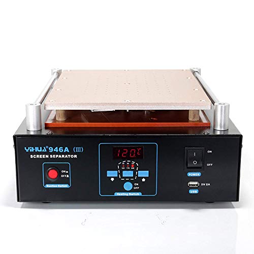 YIHUA 946A-III Digital LCD Screen Separator 5V 2A USB Power Supply with Built-in Long-Lasting Vacuum Pump for Mobile Ipad °F /°C (Aluminum Panel Size: 28cm x 22cm /11" x 8.7" ±0.05)