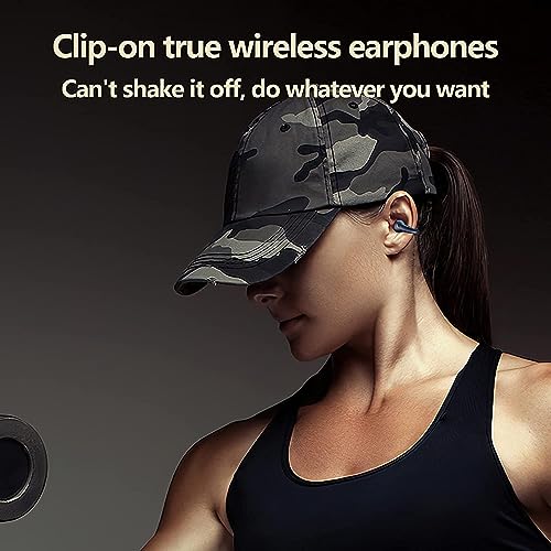 Wireless Earbuds,Wireless Open Ear Sport Headphones,Clip On Bluetooth Earbuds for Android iPhone,Air Conduction Headphones,Earring Bluetooth 5.3 Headset for Cycling,Running Workout,Running,Driving