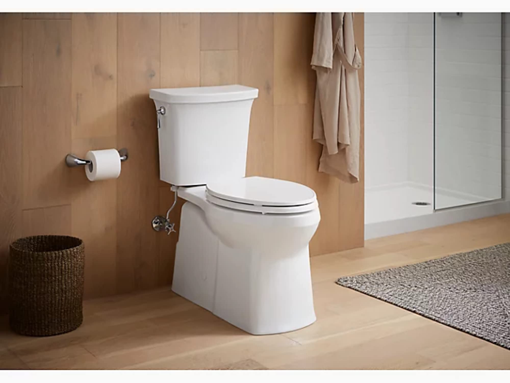 KOHLER 24495-A-0 Border ReadyLatch Elongated Toilet Seat, Quiet-Close Lid and Seat, Grip-Tight Bumpers and Installation Hardware, White