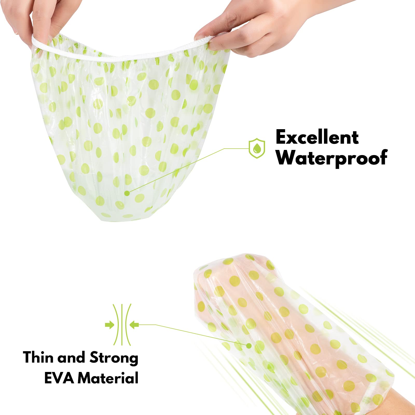 Jumperlay 12 Pack Reusable Shower Cap for All Hair Lengths, Waterproof Bath Cap with Elastic Band for Kids, Women and Men (A)