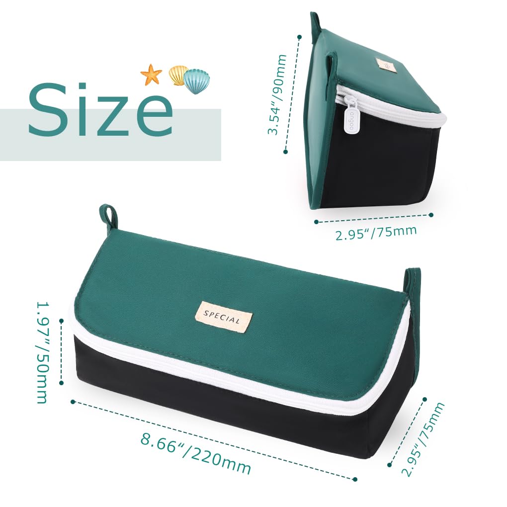 Oyachic Large Capacity Pencil Case,Wide Open Pencil Pouch,Asthetic Pencil Bag for Office,Marker,Stationery,Green 