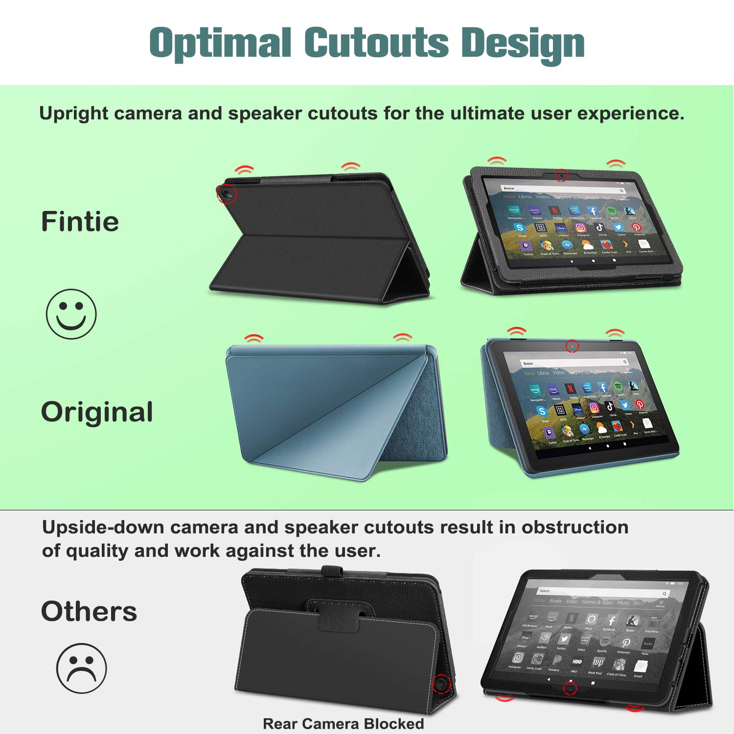 Fintie Case for All-New Amazon Fire HD 8 and Fire HD 8 Plus Tablet (10th Generation, 2020 Release) - [Flex Stand] Premium Vegan Leather Multi-Angle Folio Cover with Auto Sleep Wake, Shades of Blue
