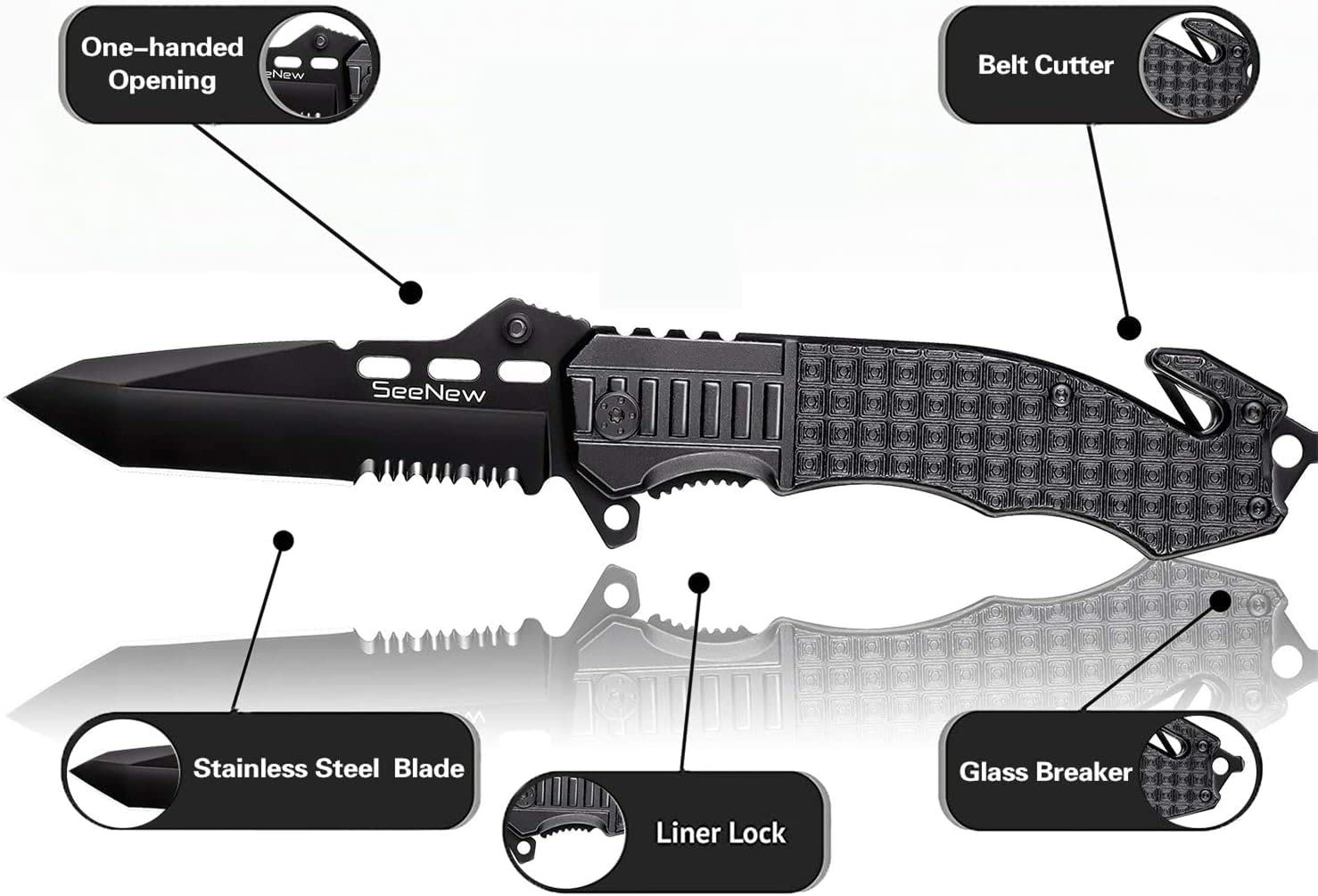Seenew Outdoor Survival Pocket Knife Perfect for Work Hiking Camping(Large gift box)