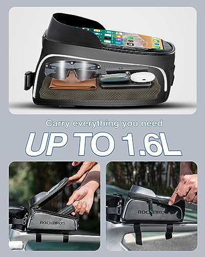 ROCKBROS Bike/Bicycle Phone Front Frame Bag, Waterproof, Tube Bag ,Cycling Pouch Compatible Phone Under 6.5β