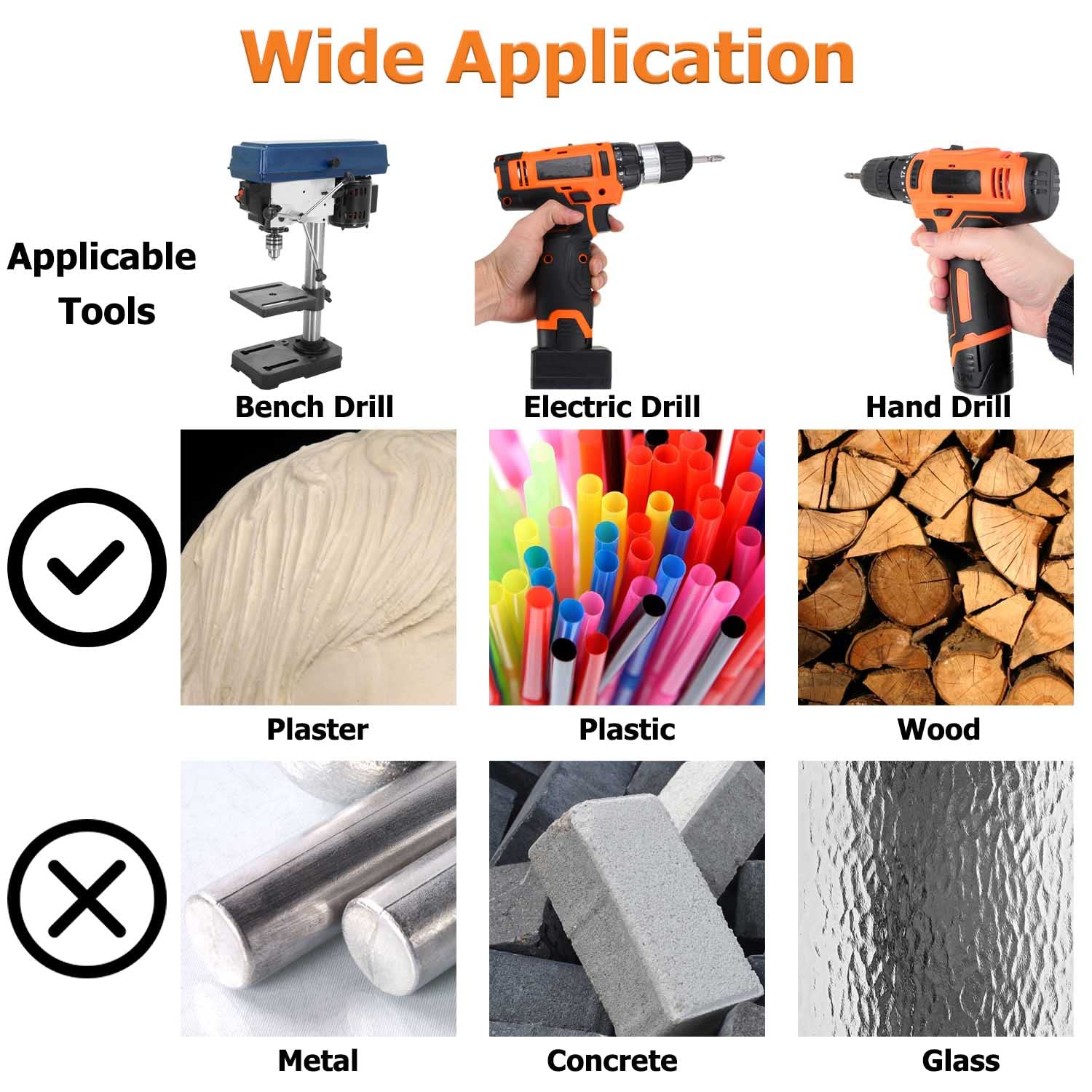 YUENTOEN Brad Point Drill Bit, 8Pcs Carbon Steel Sharp 3-10mm Spiral Twist Wood Drill Bits Set with Storage Bag Power Drill Accessories for Woodworking, Softwood