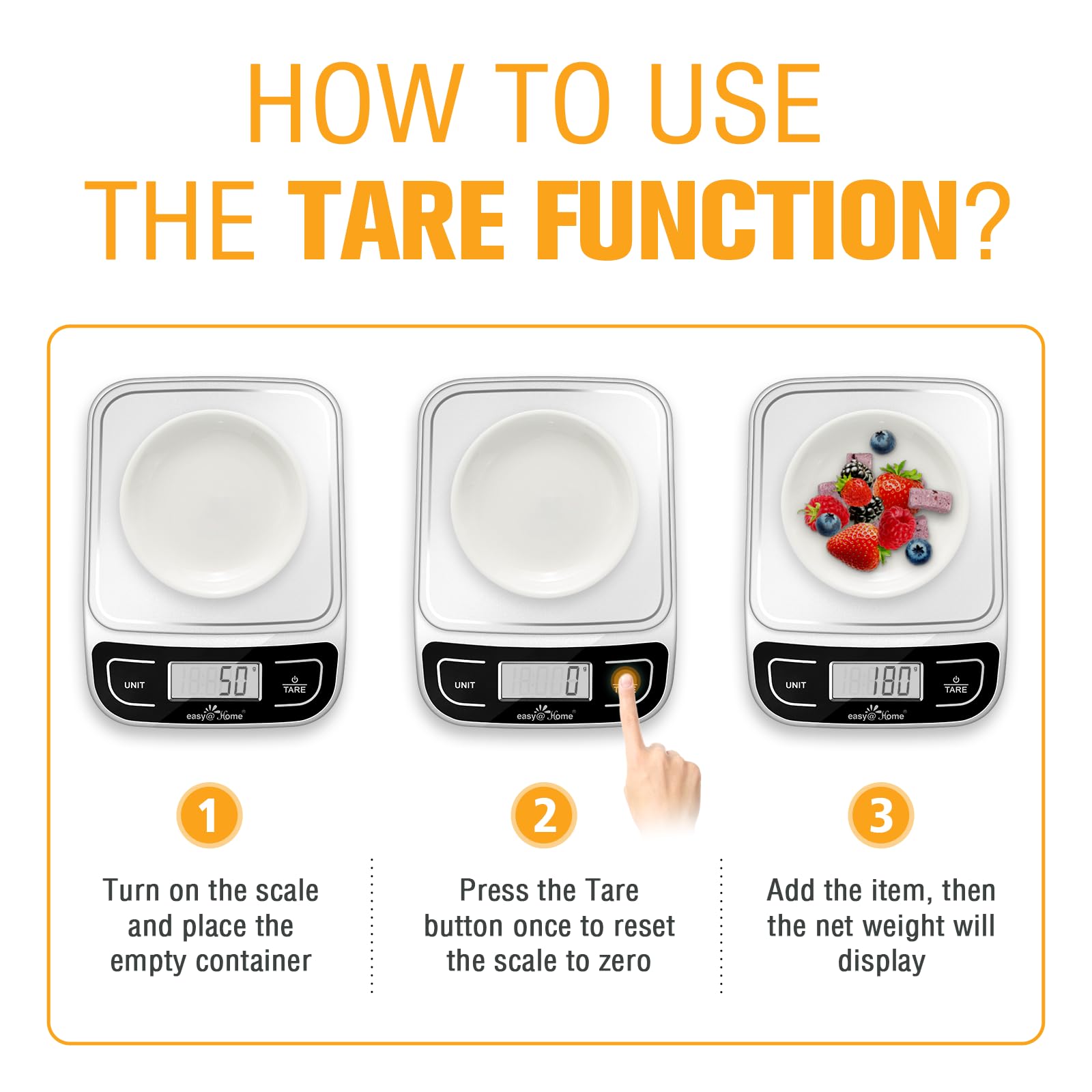 Easy@Home Digital Kitchen Scale Food Scale with High Precision to 0.04oz and 11 lbs capacity, Digital Multifunction Measuring Scale, EKS-202