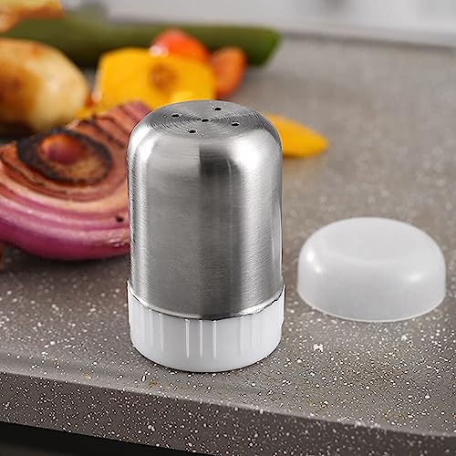 Stainless Steel Container 2PCS Salt and Pepper Shakers with Pour Holes Stainless Steel Dispenser Seasoning Bottles Condiment Jar for Kitchen Cooking Stainless Steel Containers