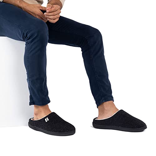 RockDove Men's Sherpa Lined Memory Foam Clog Slipper, Size 10.5 US Men, Black