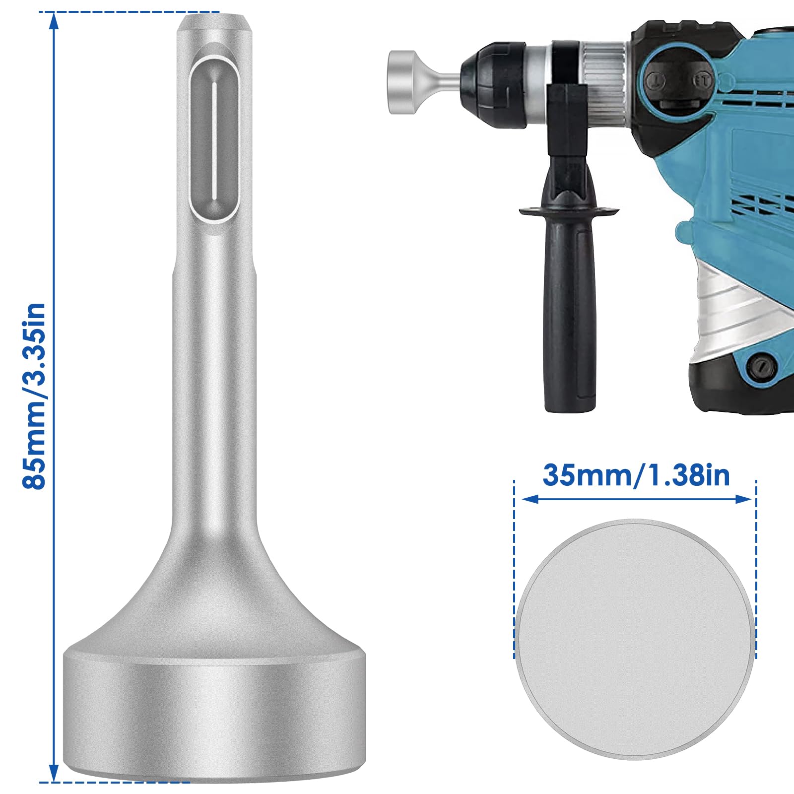 SDS Plus Ground Rod Driver, Heavy Duty Forged Steel Drill Bit Rotary Hammer Compatible with All Drills 85mm Grounding Driver Wear, Resistant Wide Compatibility Bits Socket (Flat)